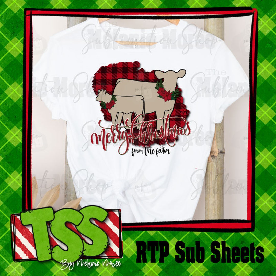 Merry Christmas From the Farm Cowcalfpair Sublimation Ready to Press ...