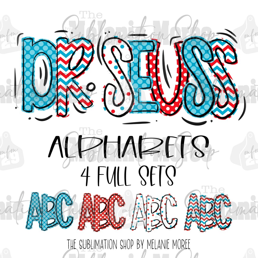 Dr. Seuss Inspired Doodle Alphabet Sets PNG Digital Download Digital ...