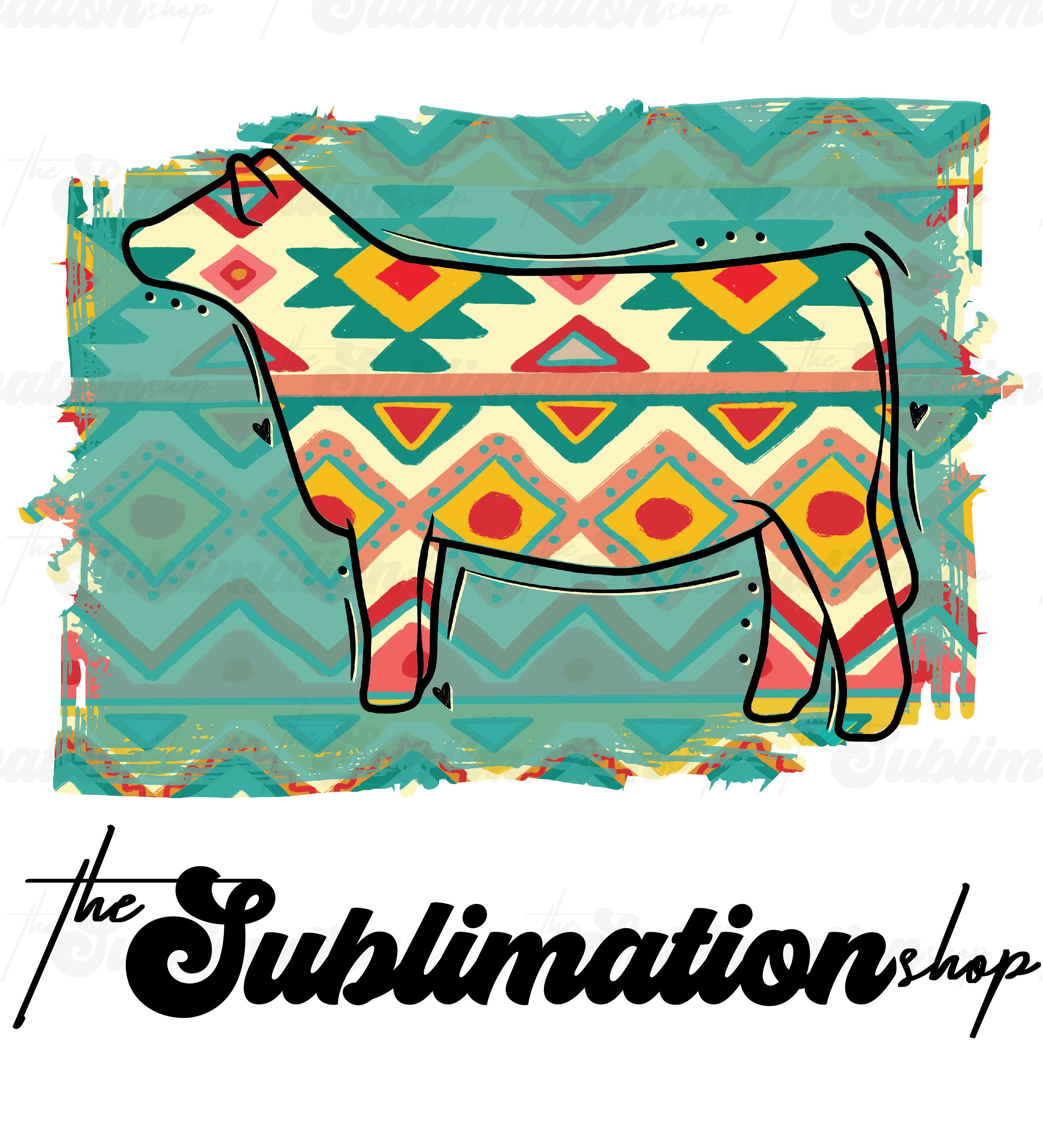 Aztec Cow 2.0 Sublimation Ready To Press Sheets Show Life | Etsy
