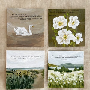 Hand-painted Scripture Verse Card Prints With Wooden Stand - Etsy