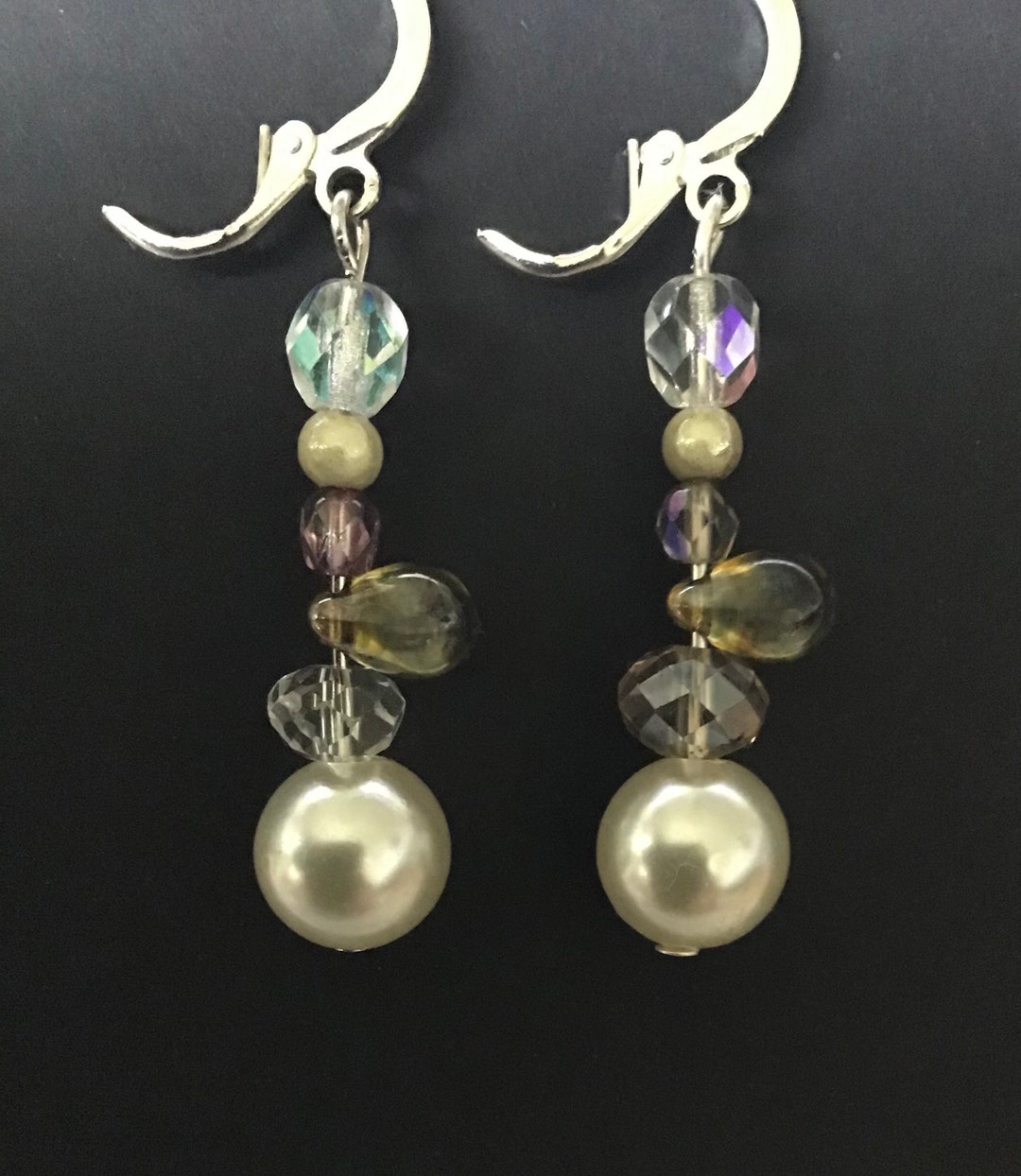 Pendientes con perla fina y gotas. - Etsy España
