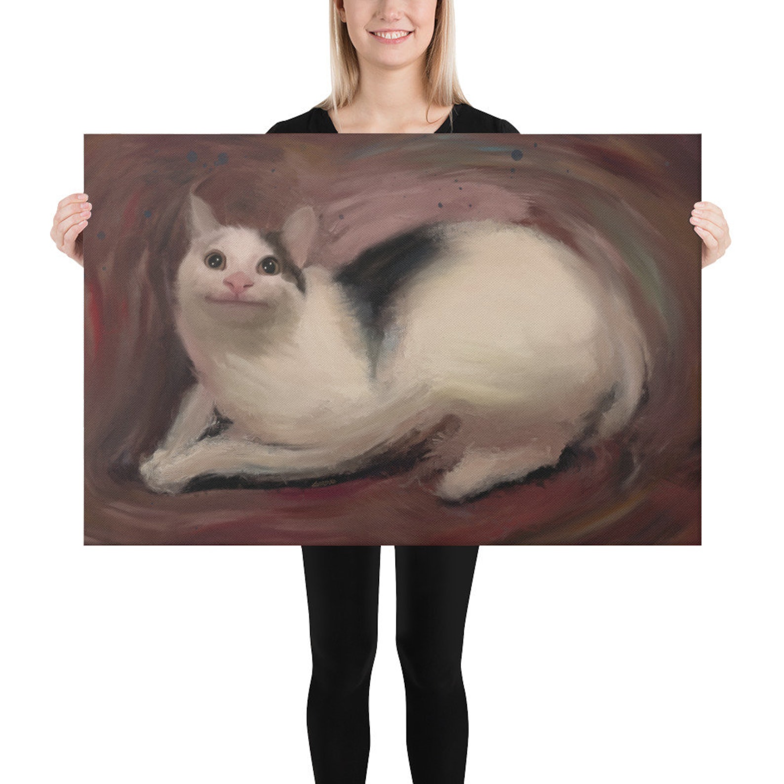 Polite Cat Meme Painting on Canvas |polite Cat Meme Wall Art |polite Cat Meme Print|polite Cat ...