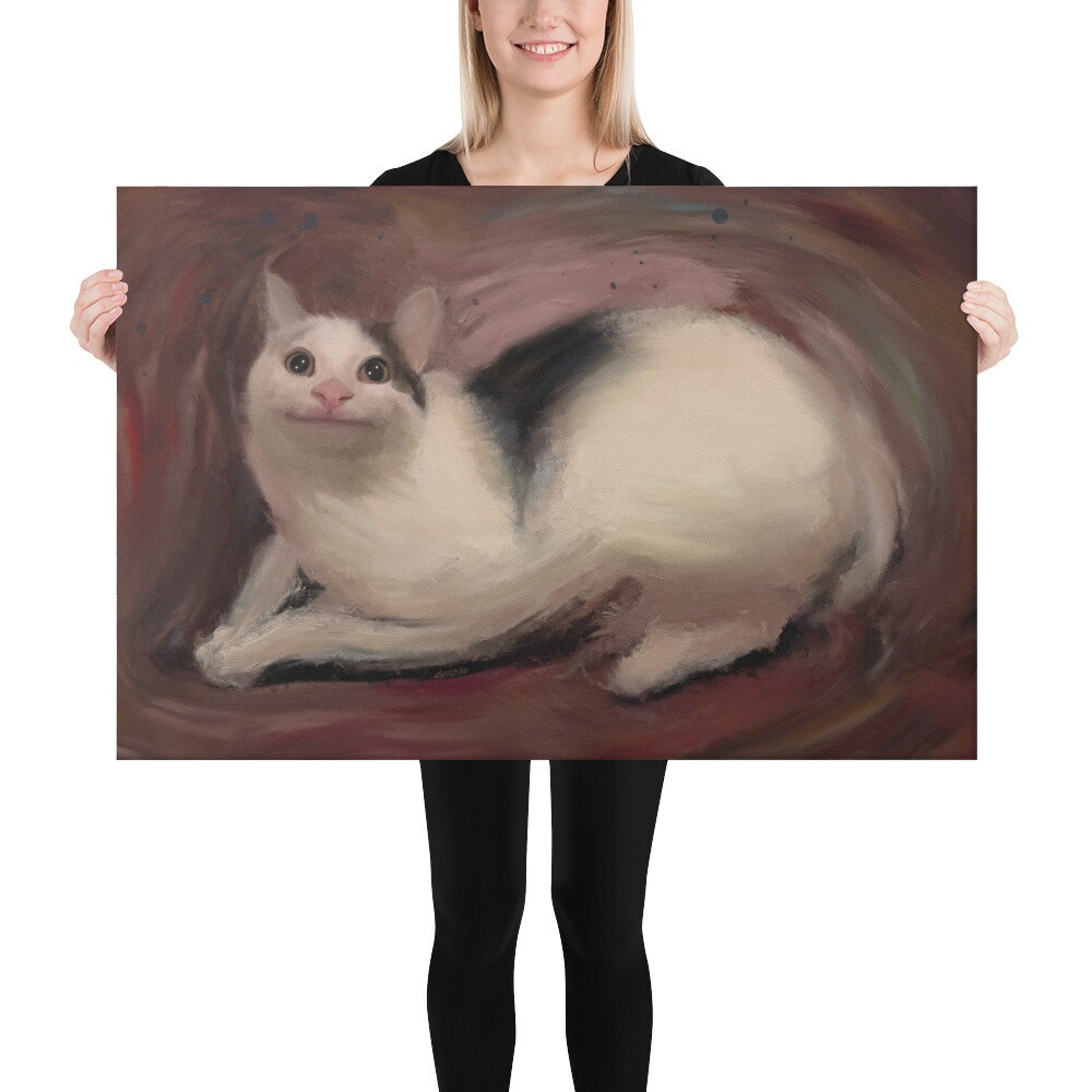Polite Cat Meme Painting on Canvas |polite Cat Meme Wall Art |polite Cat Meme Print|polite Cat ...