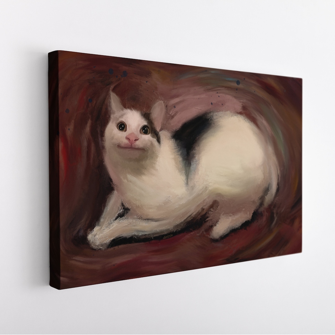 Polite Cat Meme Painting on Canvas |polite Cat Meme Wall Art |polite Cat Meme Print|polite Cat ...