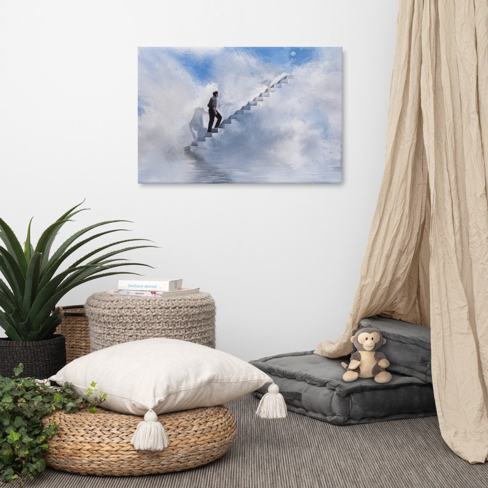 The Truman Show Print on Canvas | the Truman Show Movie Painting Stairs ...