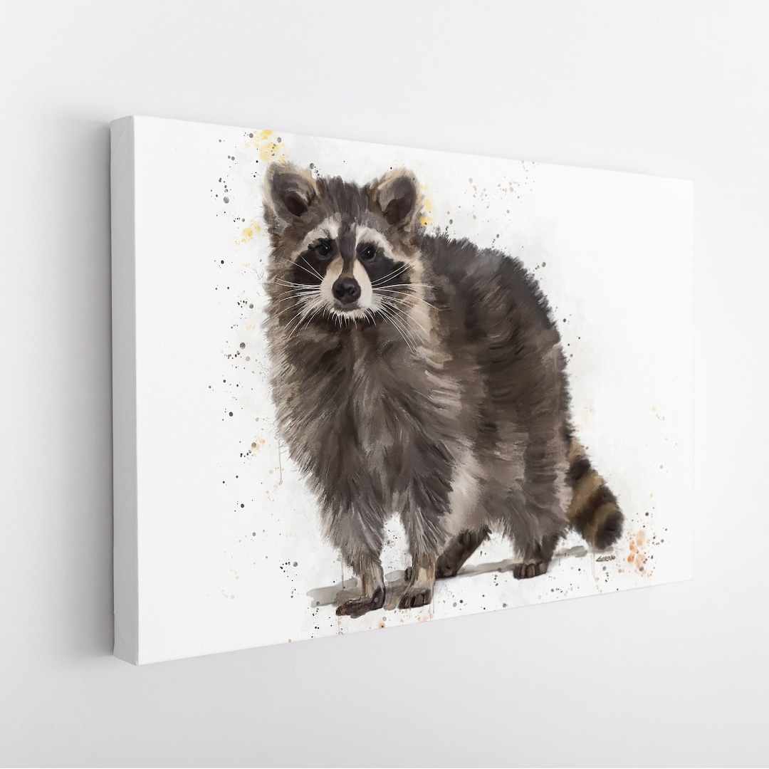 Raccoon Canvas |raccoon Painting |raccoon Wall Art |raccoon Print ...