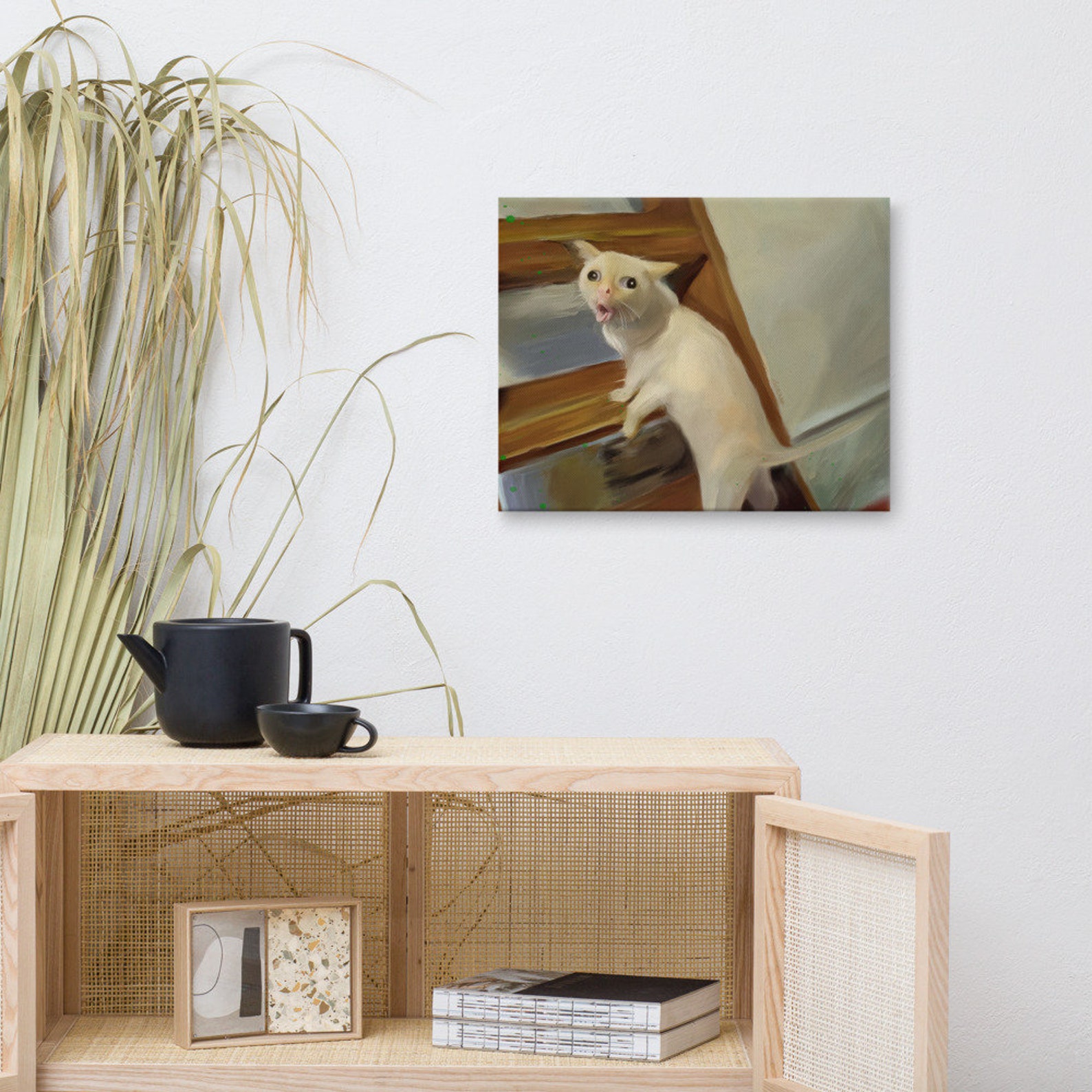 Coughing Cat Meme Painting on Canvas |coughing Cat Meme Wall Art ...