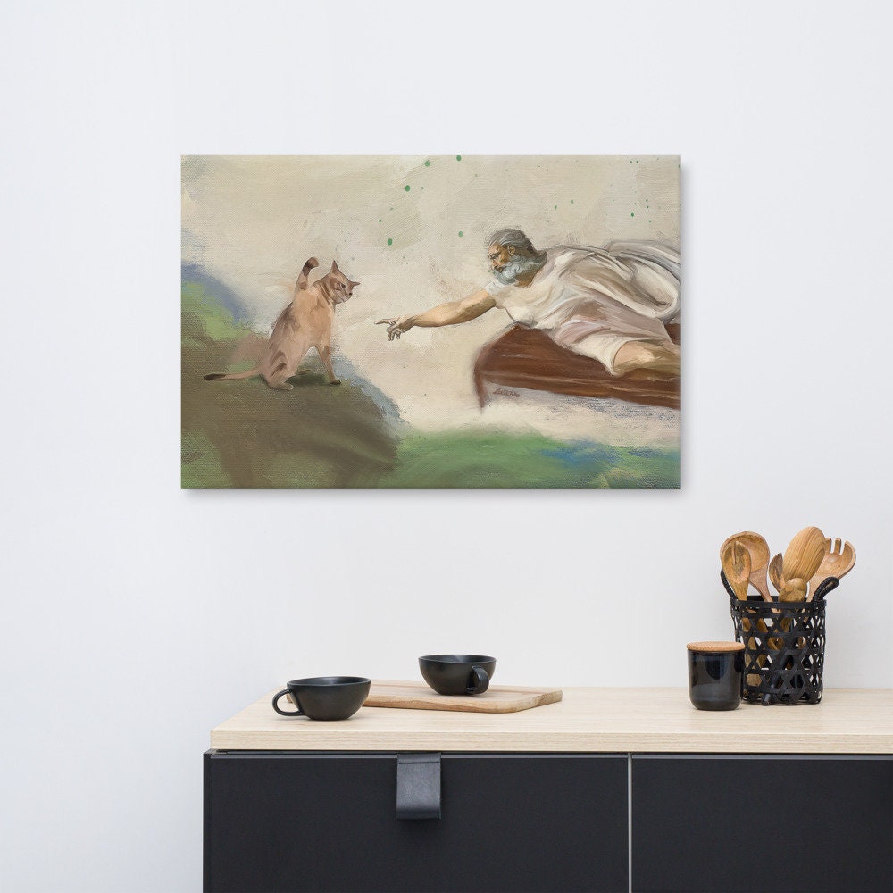 The Creation of Adam Painting on Canvas Michelangelo Poster ...