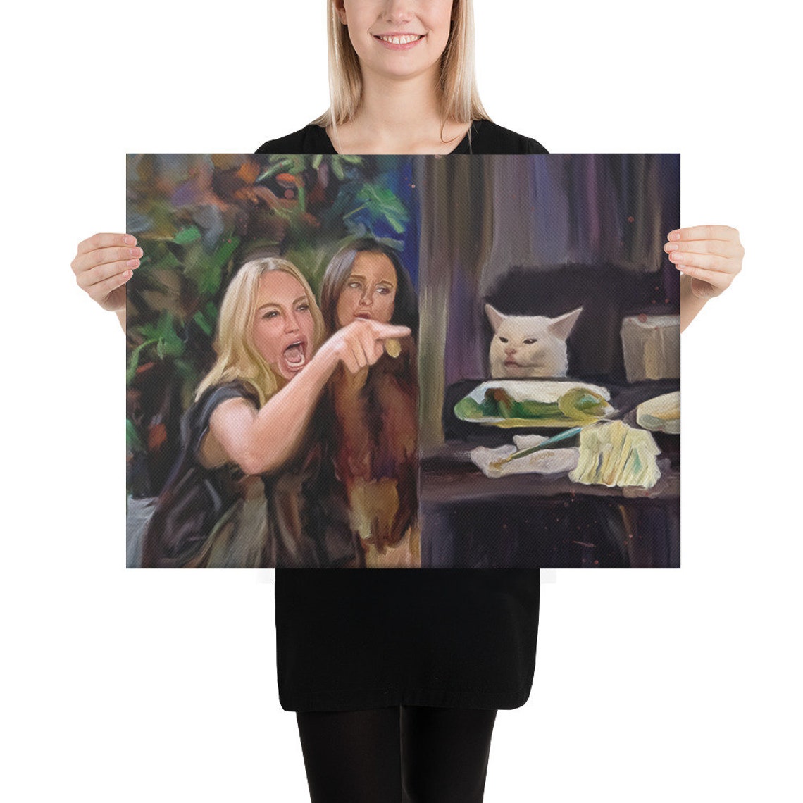 The Famous Woman Yelling at the Cat Meme Canvas Print cat Meme Painting ...
