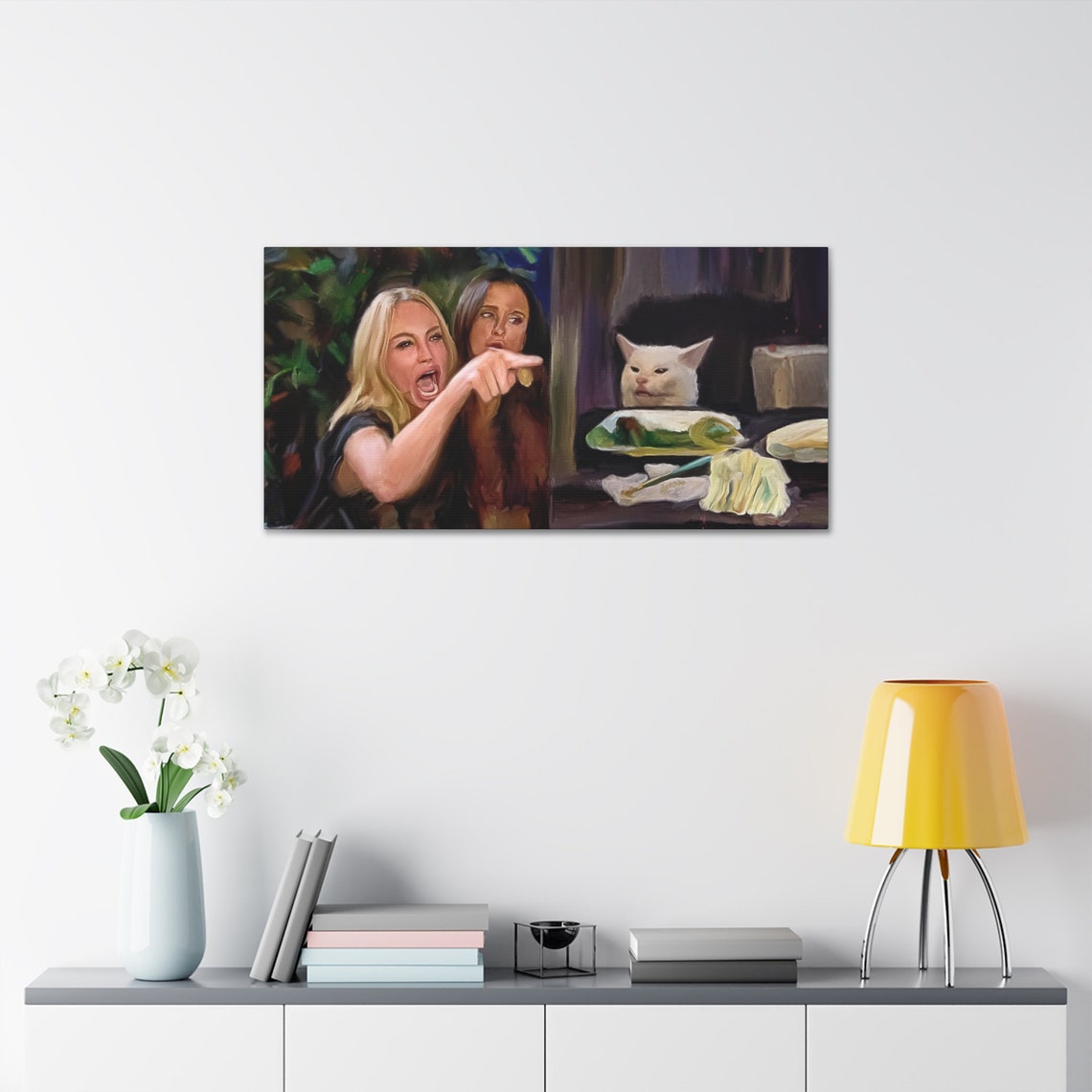 The Famous Woman Yelling at the Cat Meme Canvas Print cat Meme Painting ...