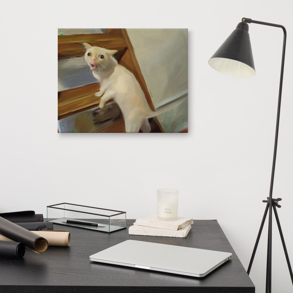 Coughing Cat Meme Painting on Canvas coughing Cat Meme Wall - Etsy