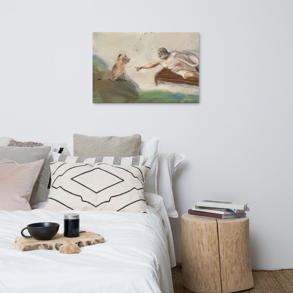 The Creation of Adam Painting on Canvas Michelangelo Poster ...