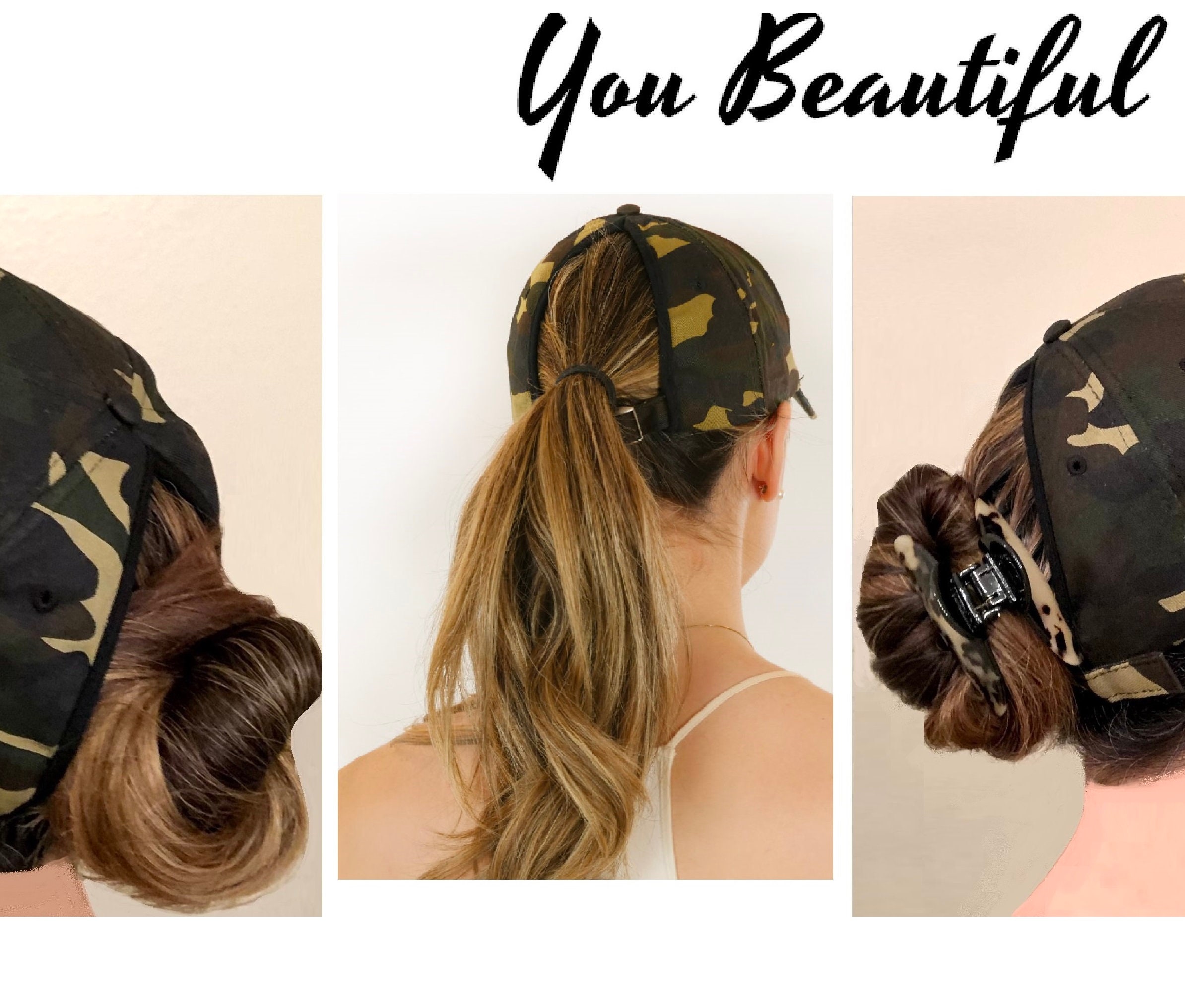 Ponytail or Hair Bun Cap for Women - Trendy Camouflage Patterns ...