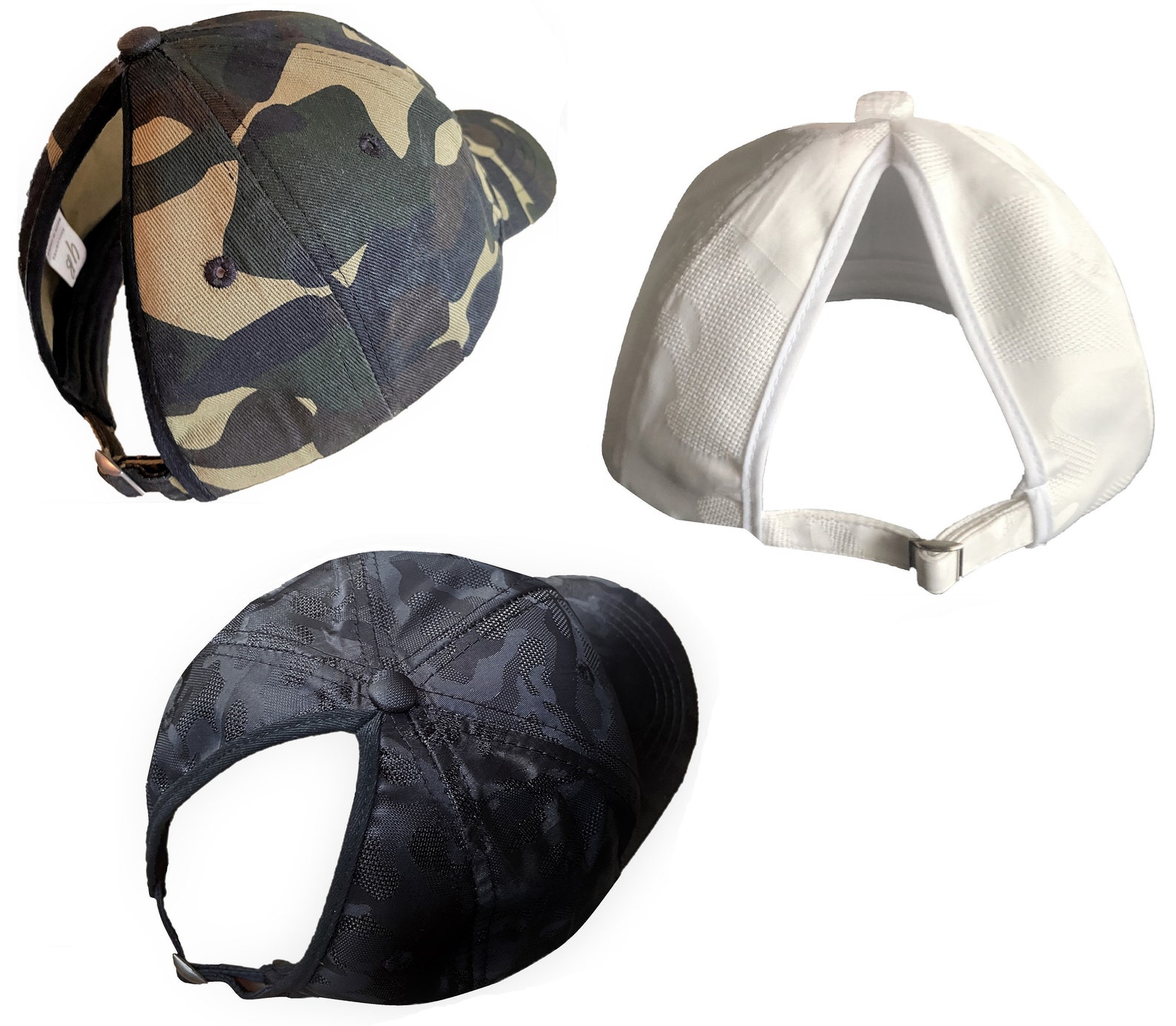 Ponytail or Hair Bun Cap for Women Trendy Camouflage | Etsy