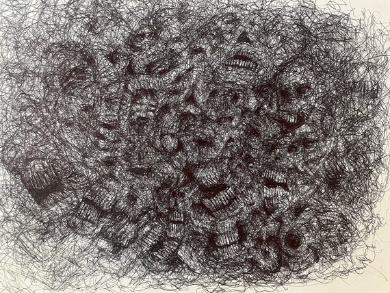 Creepy Scribble Face | Etsy