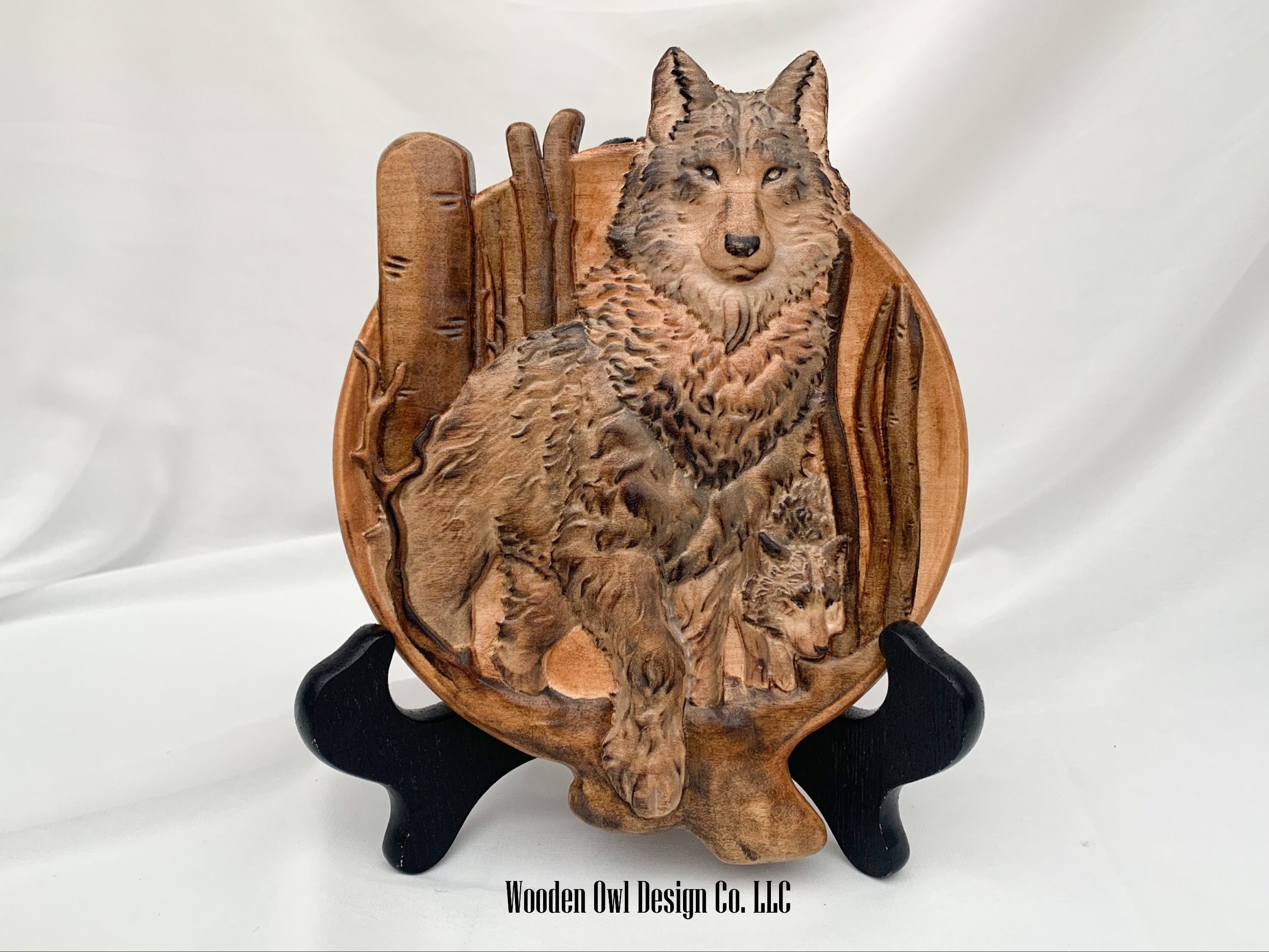 Wooden Wolf Carvings