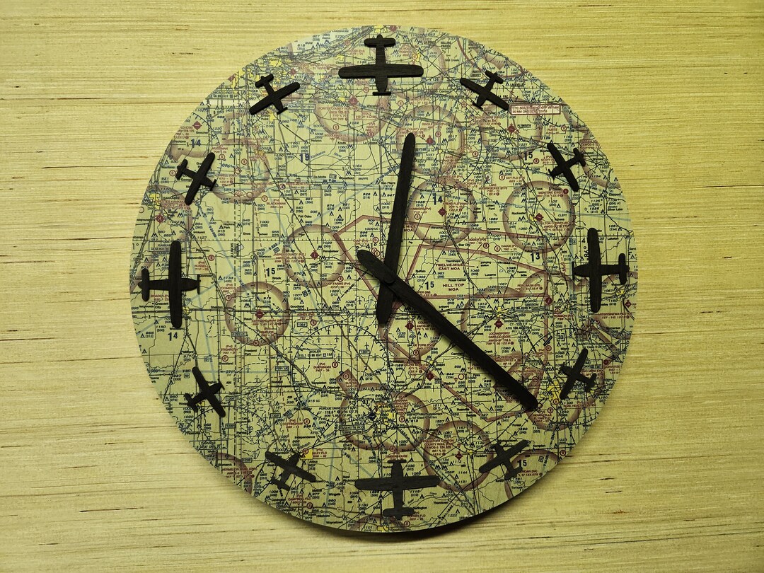 Pilot Gifts - Custom Aeronautical Sectional Chart Wall Clock - Hangar ...