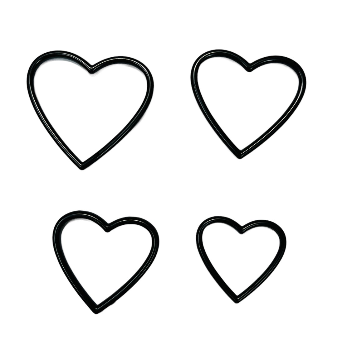 Black Heart Shaped Metal Rings Set of 4 - Etsy