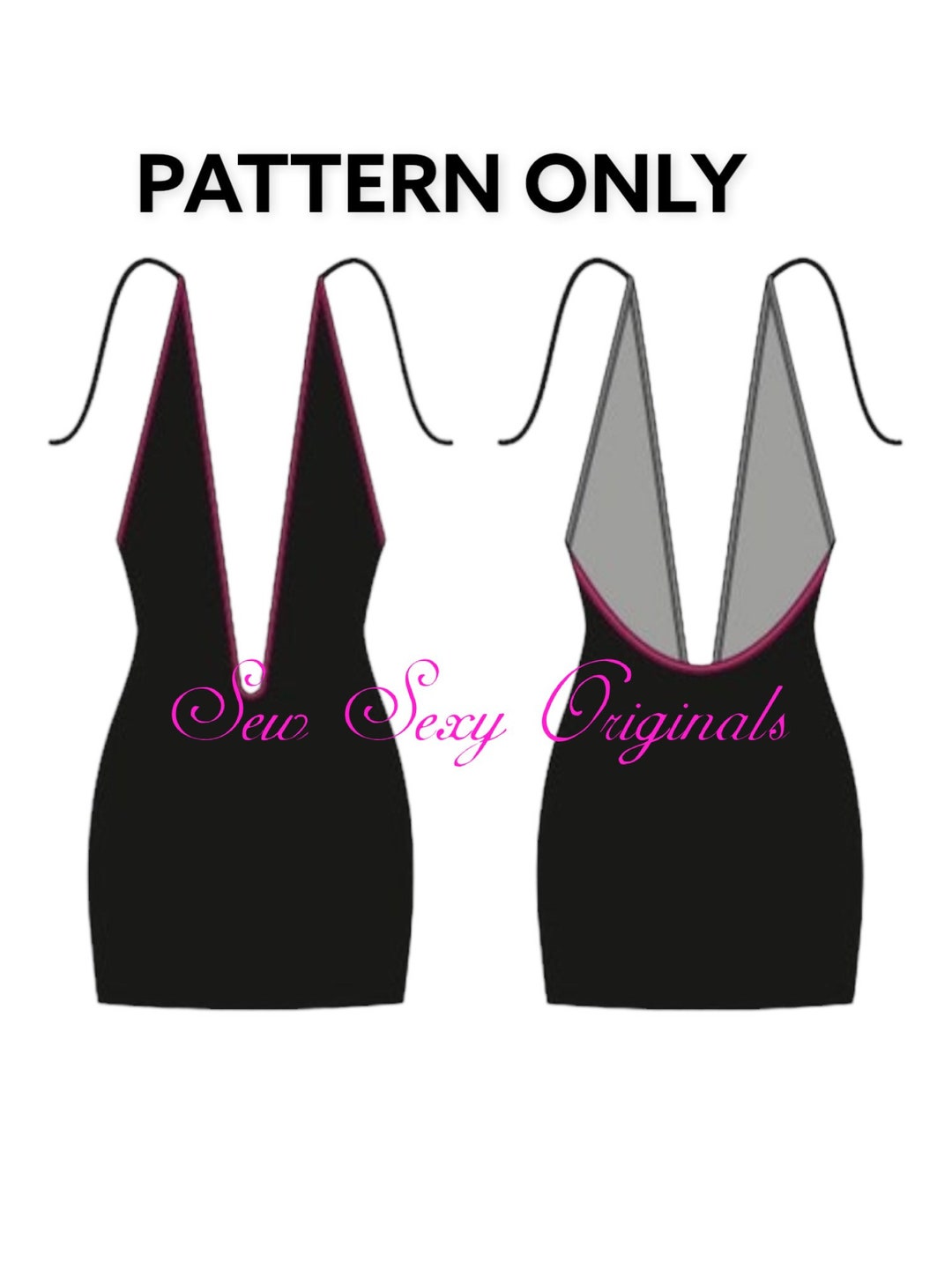 Sewing Pattern Deep Plunge Mini Dress Sharaya Exotic Dancewear Stripper ...