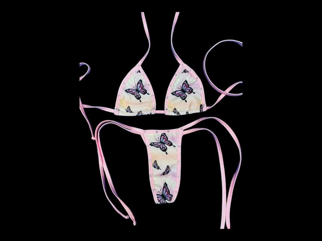 Micro Kini Bikini Swimsuit Swimwear Rhinestones - Etsy