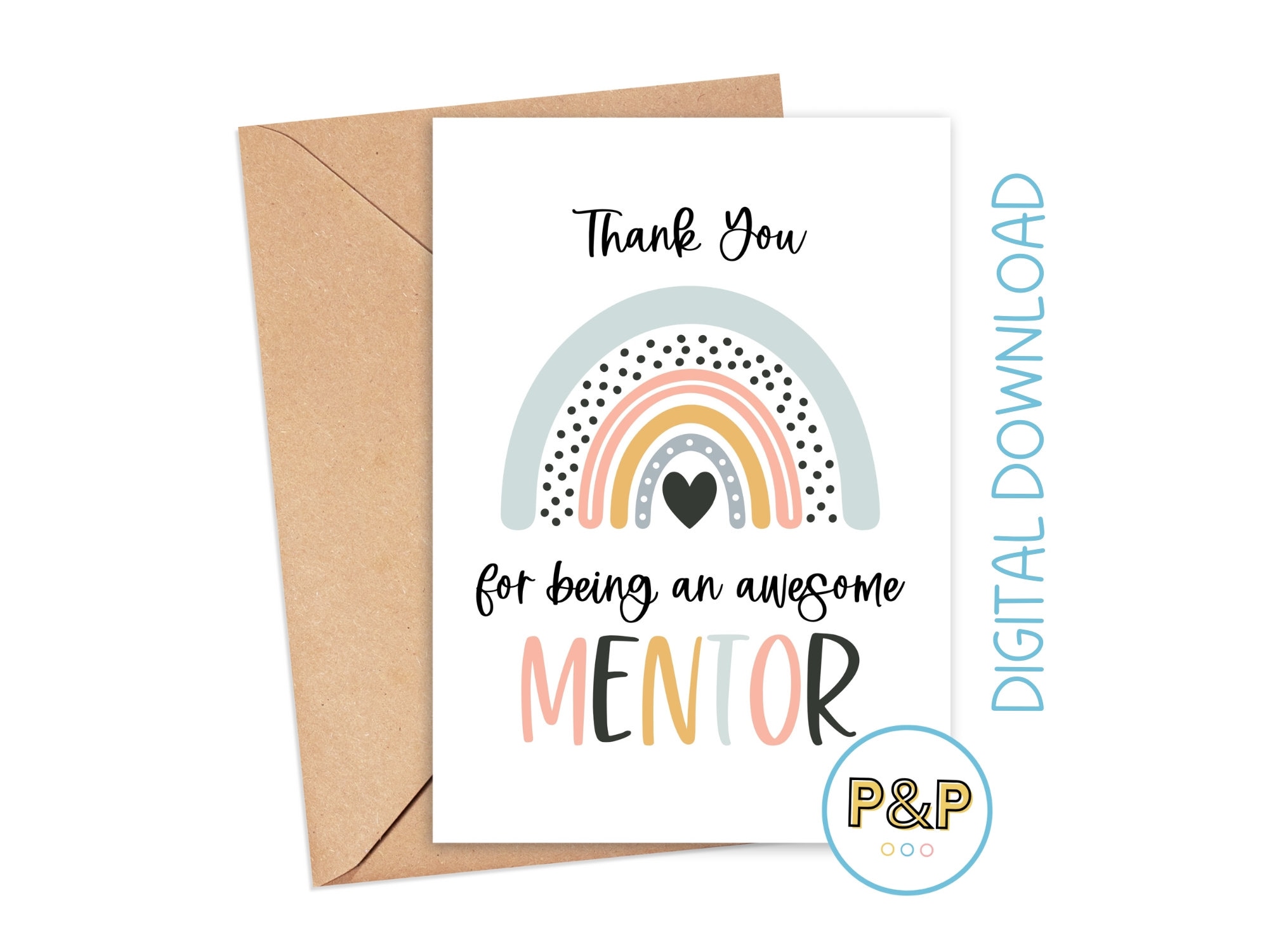 Thank You Card for Mentor, Preceptor Awesome Mentor Rainbow ...