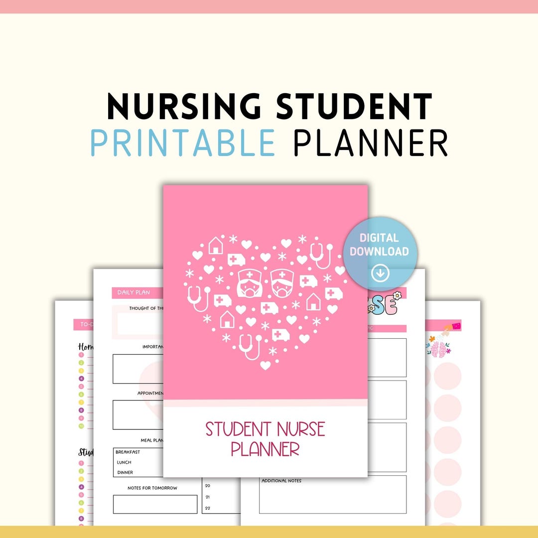 Student Nurse Planner Academic Undated Planner Study Organiser Digital ...