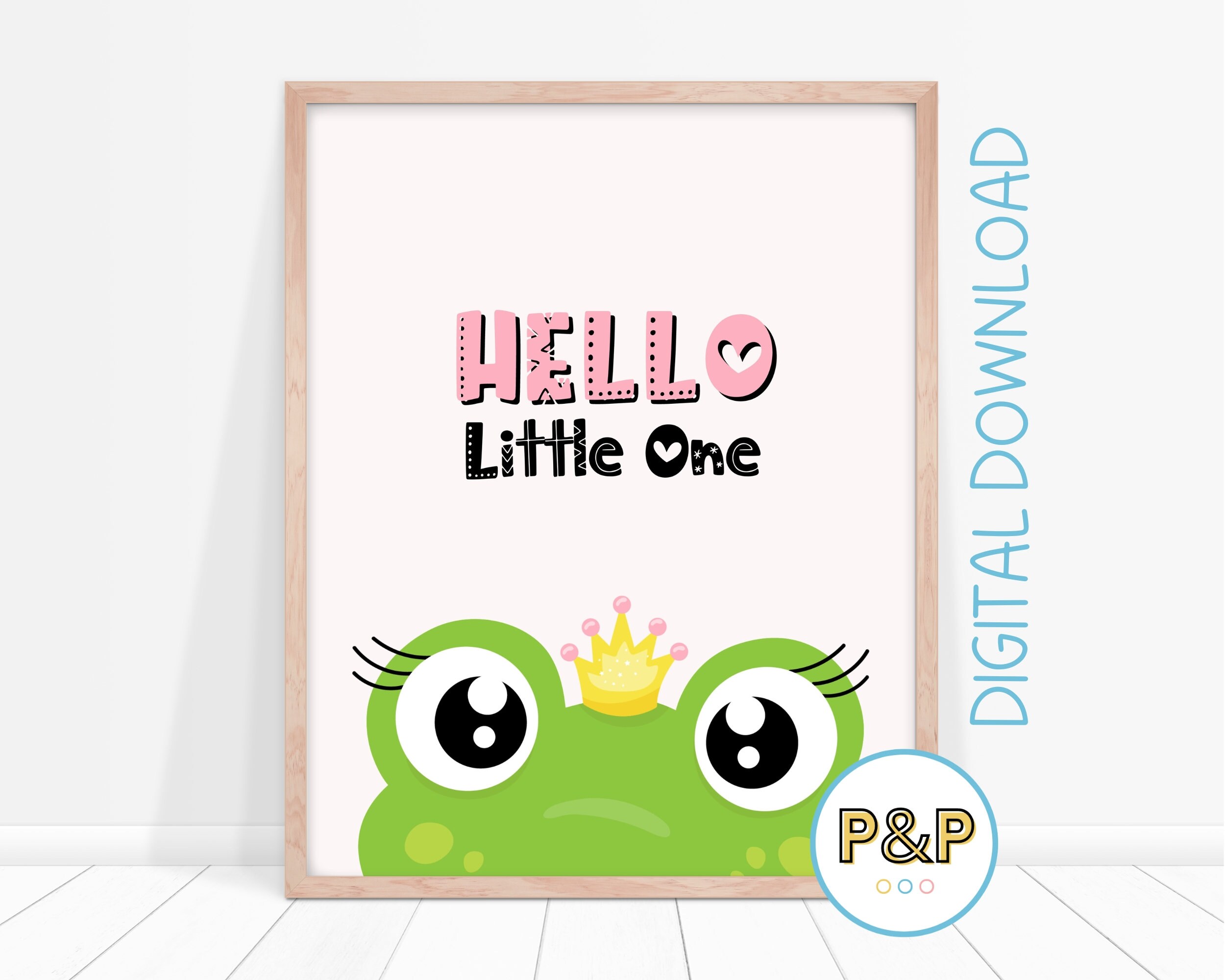 Frog Nursery Wall Art Print Baby Girl Nursery Decor Hello Little One ...