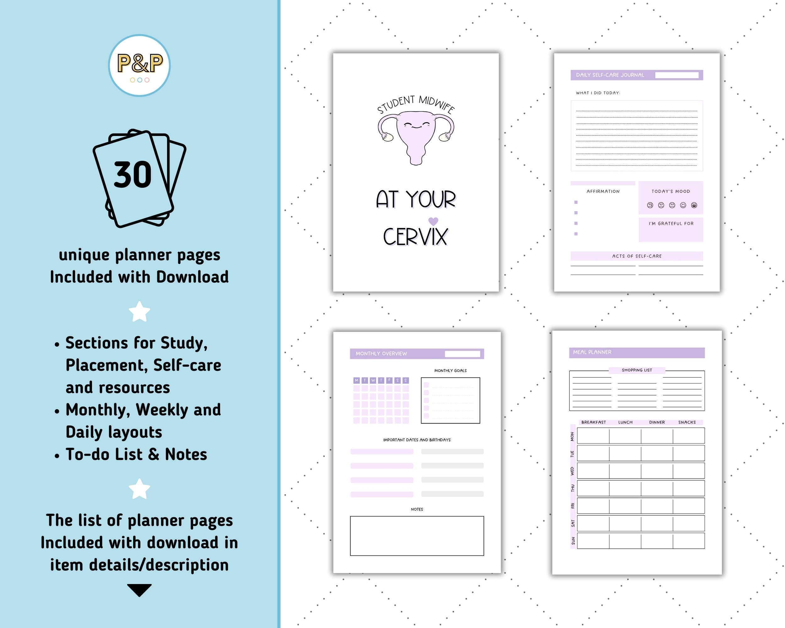 Student Midwife Planner Academic Undated Planner Study Organiser ...