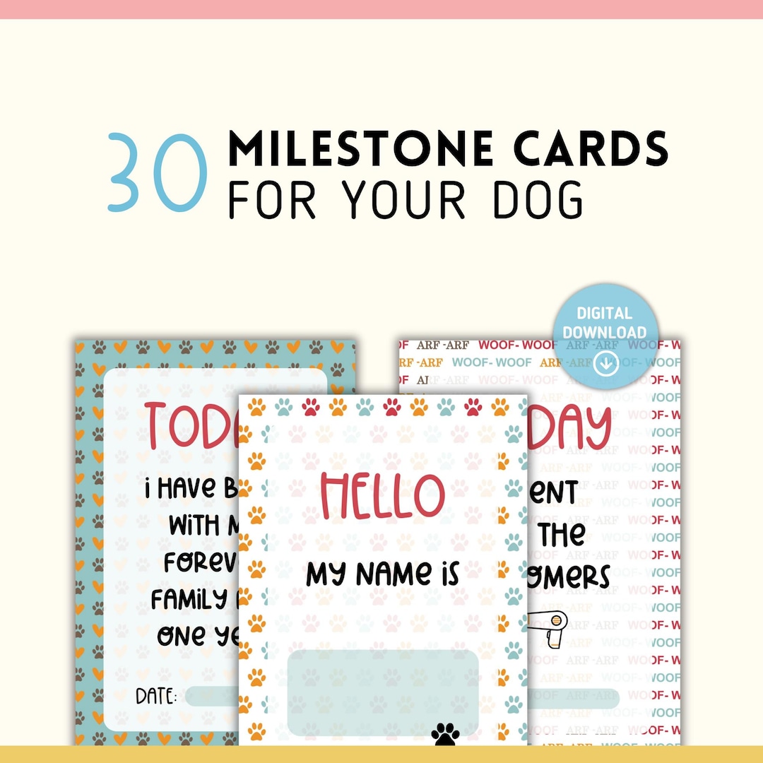 Dog Milestone Cards | 30 Pet Milestone Cards | Rescue Dog | Dog Gift ...