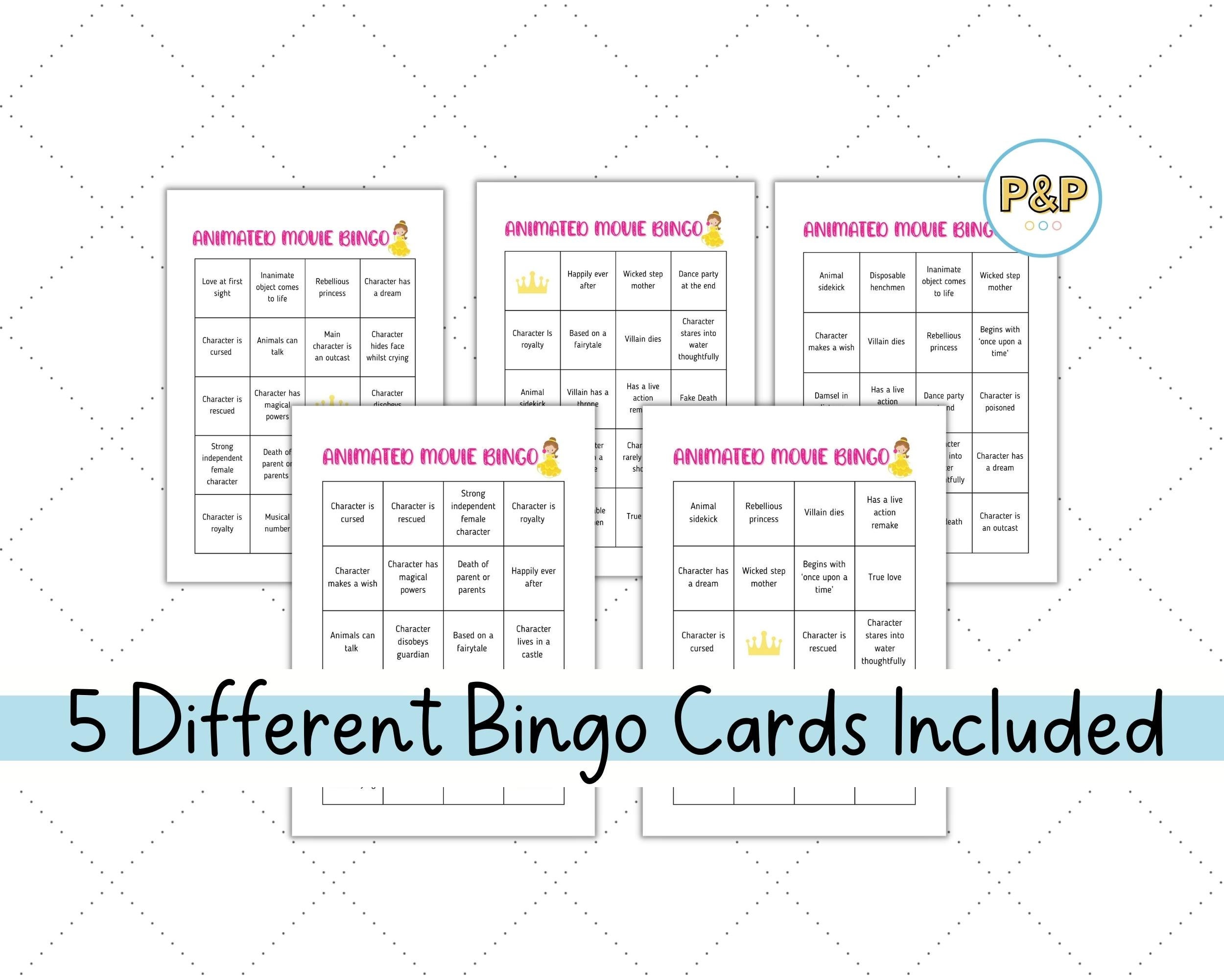 Movie Bingo Game | Animated Movie | Bingo Printable | Family Game Night ...