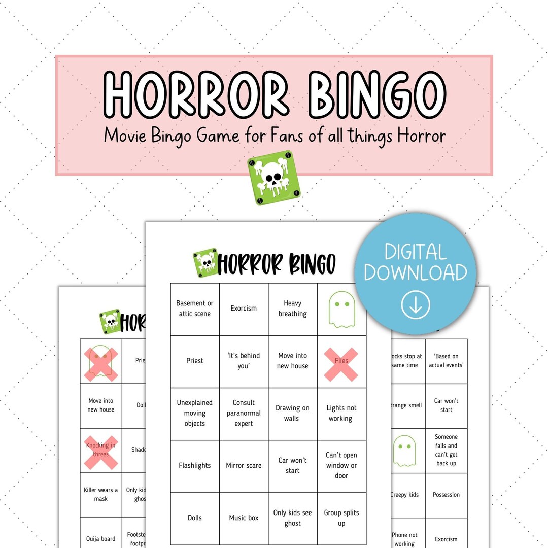 Movie Bingo Game Horror Movie Game Halloween Group Game Bingo Printable ...