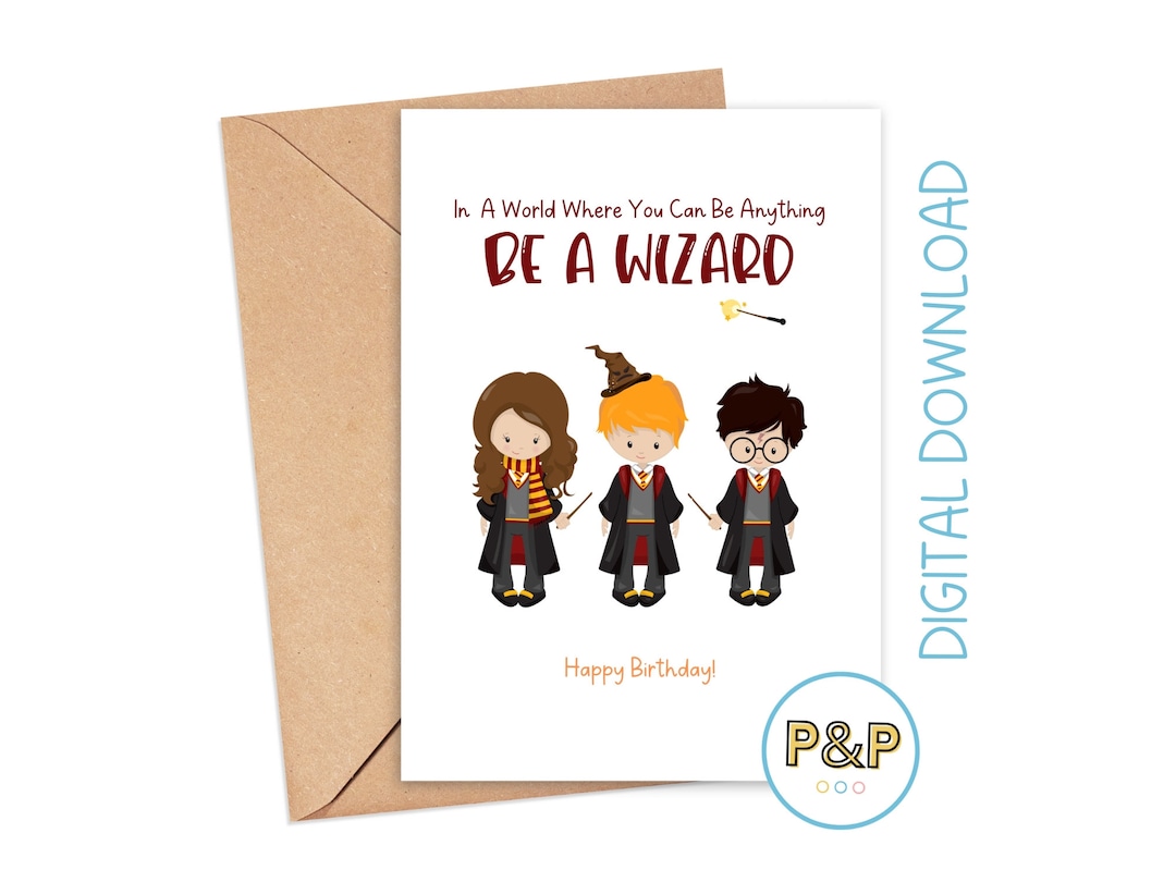 Wizard Birthday Card Gift for Her, Him, Friend Magical Happy Birthday ...