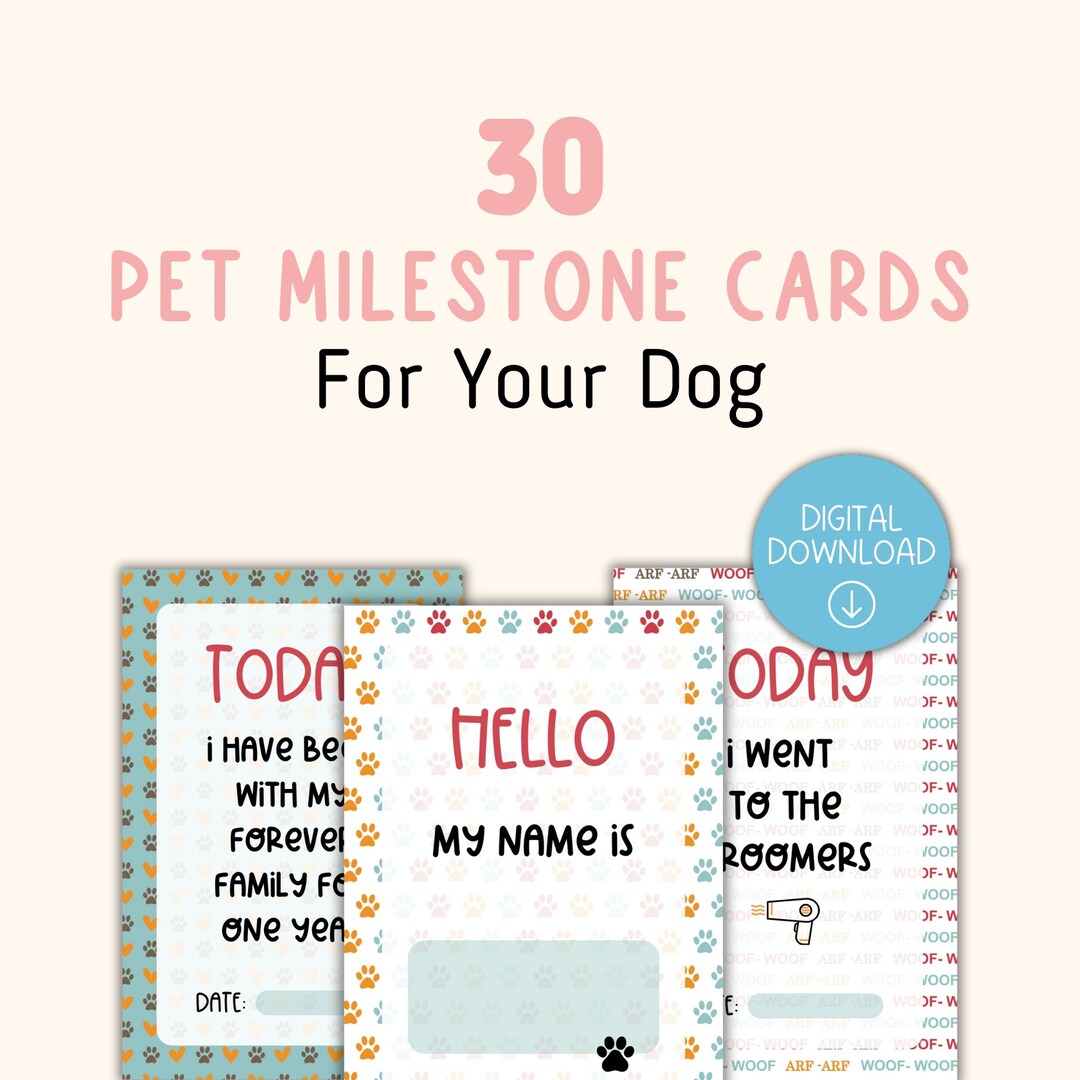 Dog Milestone Cards 30 Pet Milestone Cards Rescue Dog Dog Gift ...