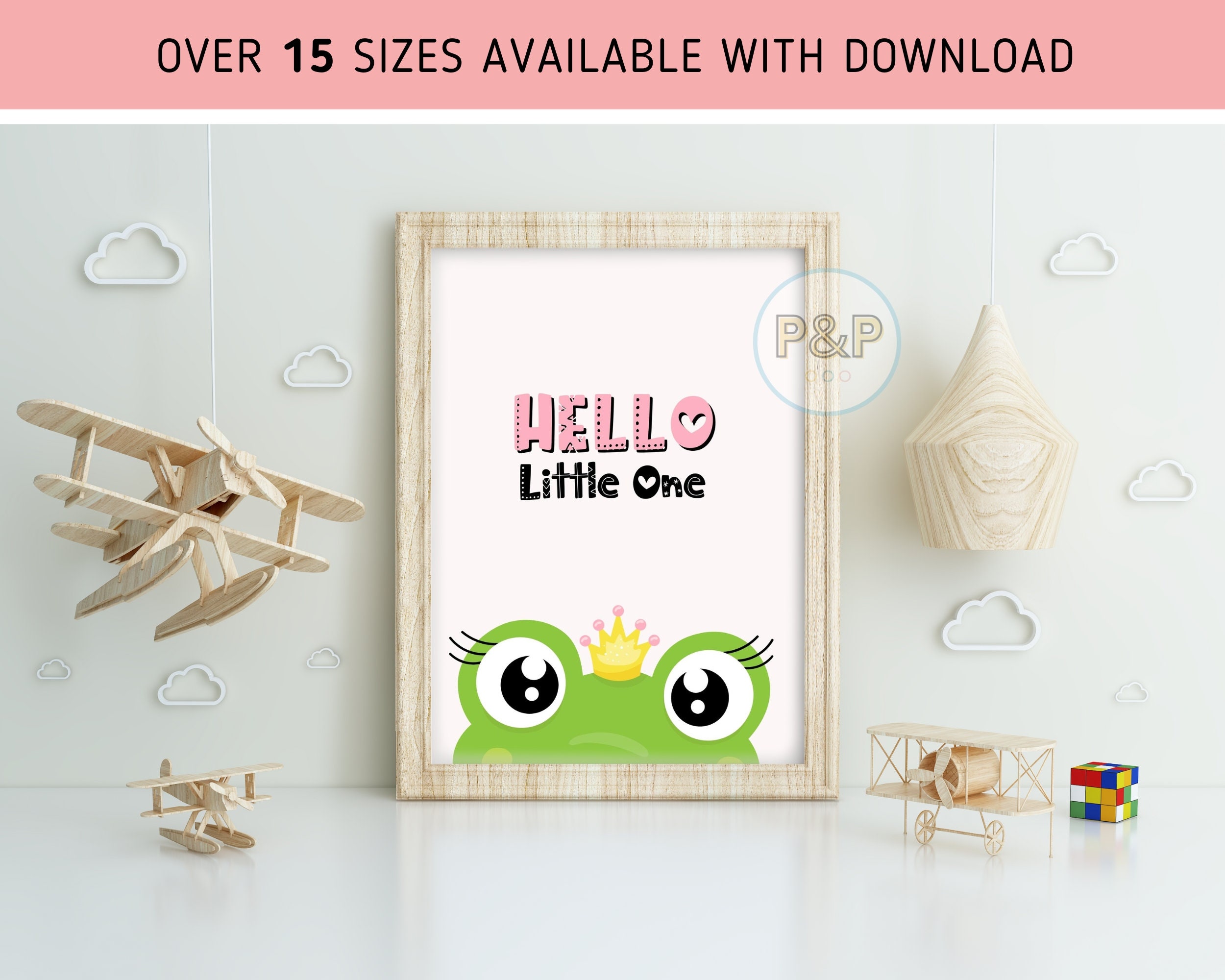 Frog Nursery Wall Art Print Baby Girl Nursery Decor Hello Little One ...