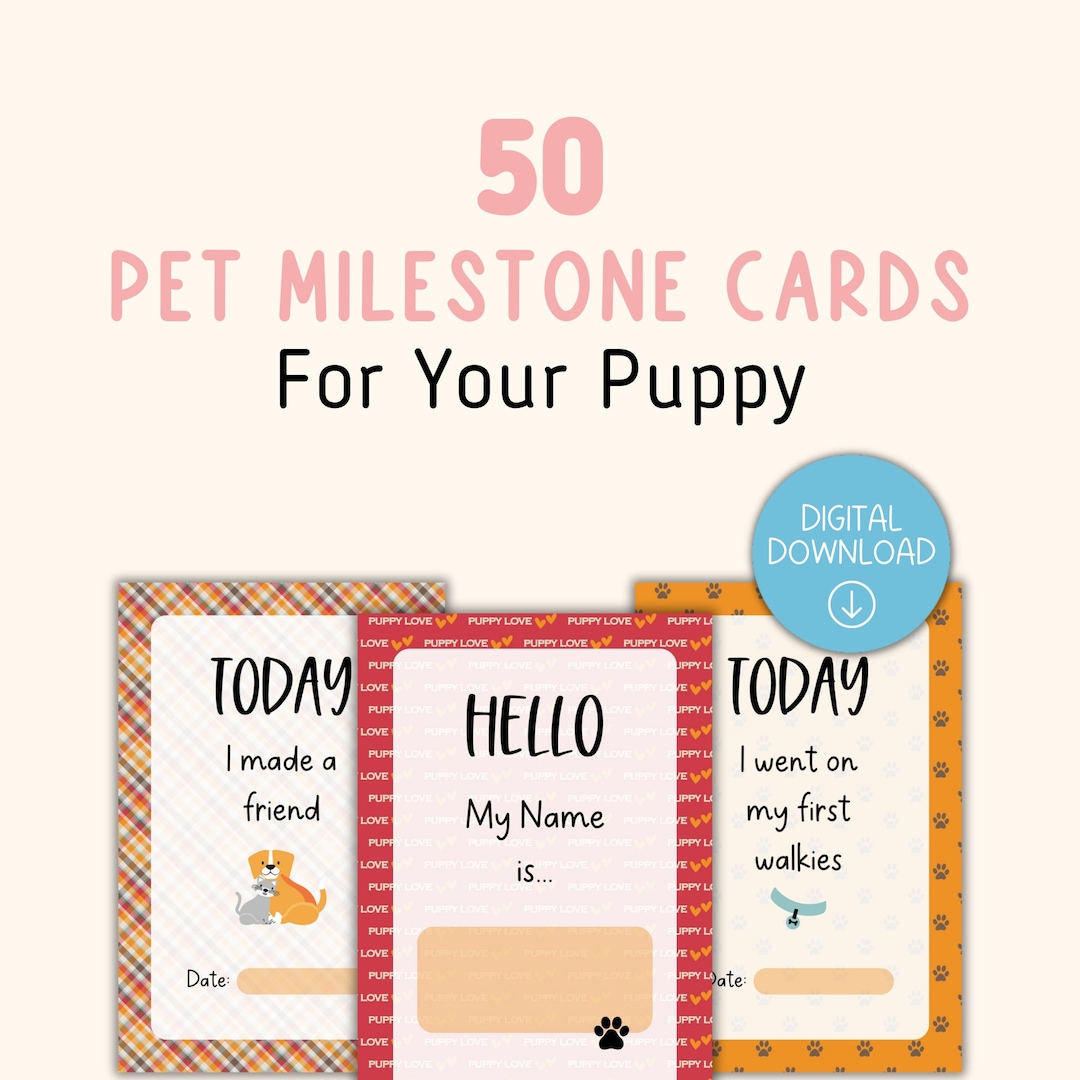 Puppy Milestone Cards 50 Pet Milestone Cards Puppy Owner/lover Gift ...
