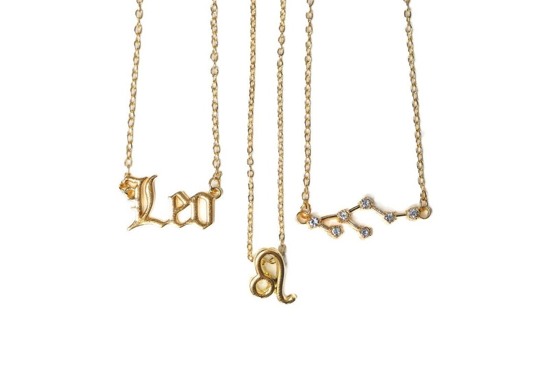Gold Chain 3pcs Leo Zodiac Sign Pendant Astrology Necklace Women ...