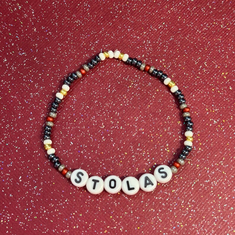 Stolas Helluva Boss Elastic Word Bracelet Seed Beads Nerdy Gift Theater ...