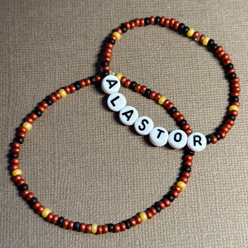 Alastor Hazbin Hotel Elastic Word Bracelet Seed Beads Nerdy Gift ...