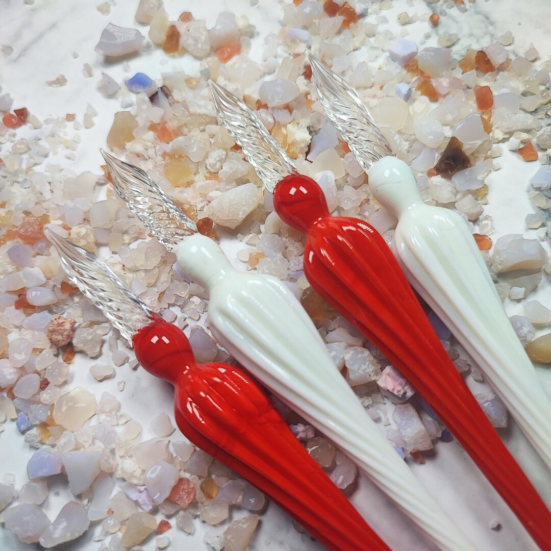 Hand-pulled Glass Pens in Red Opaque for Lettering Special Gift for ...