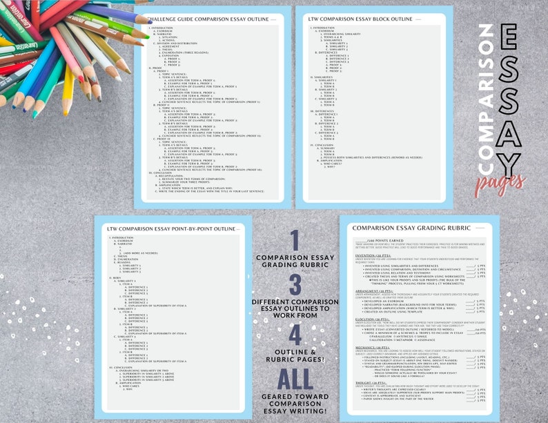 LTW Comparison Essay Worksheets for CC Challenge 1 and Beyond - Etsy