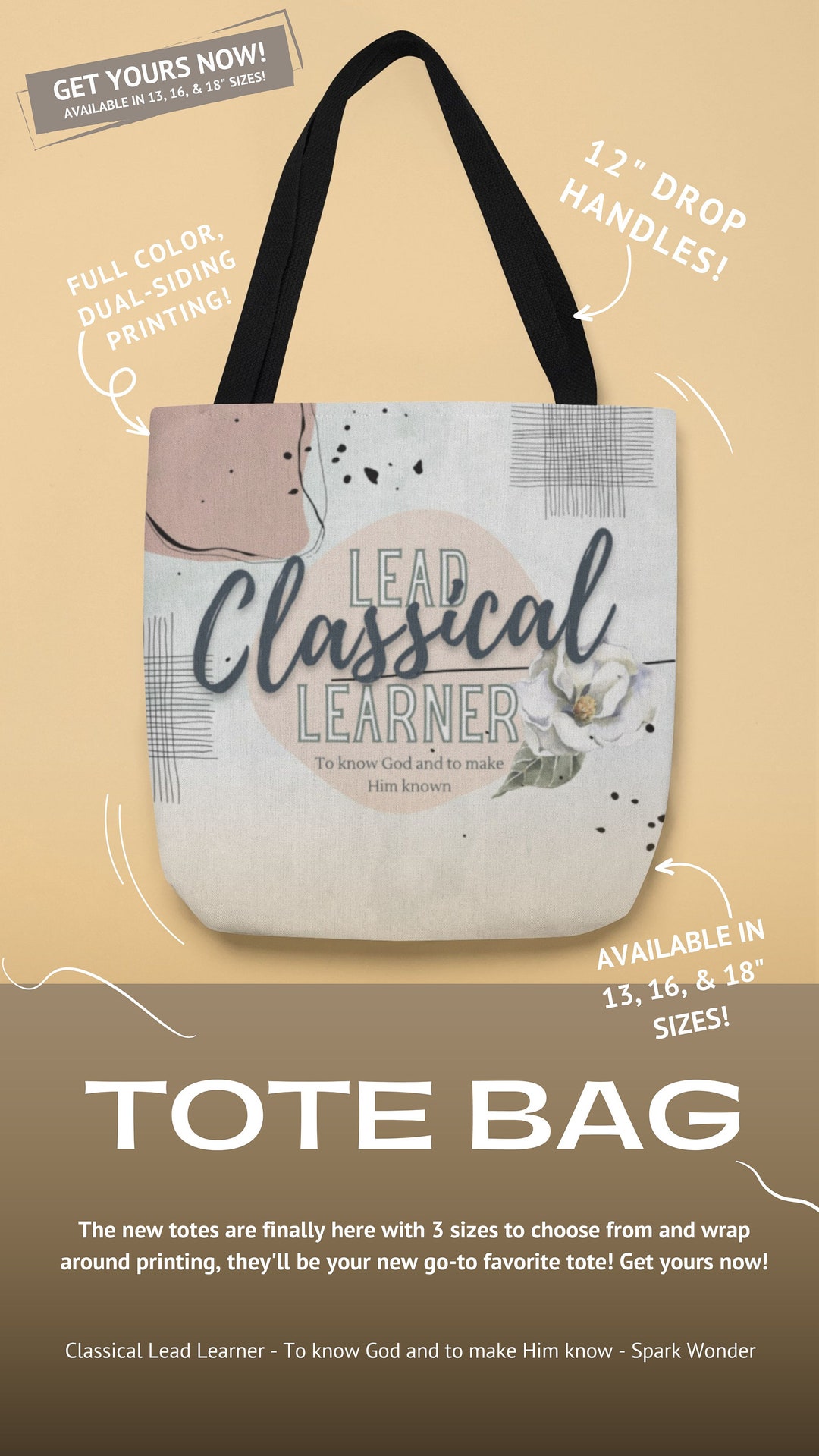 NEW!!! CC Classical Lead Learner With Spark Wonder Tutor, Director, or Mom Tote Bag for ...