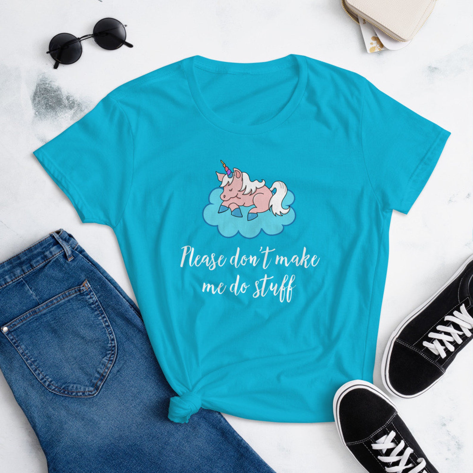 Please Dont Make Me Do Stuff Shirt, Cute Unicorn Tee, Womens Shirt ...