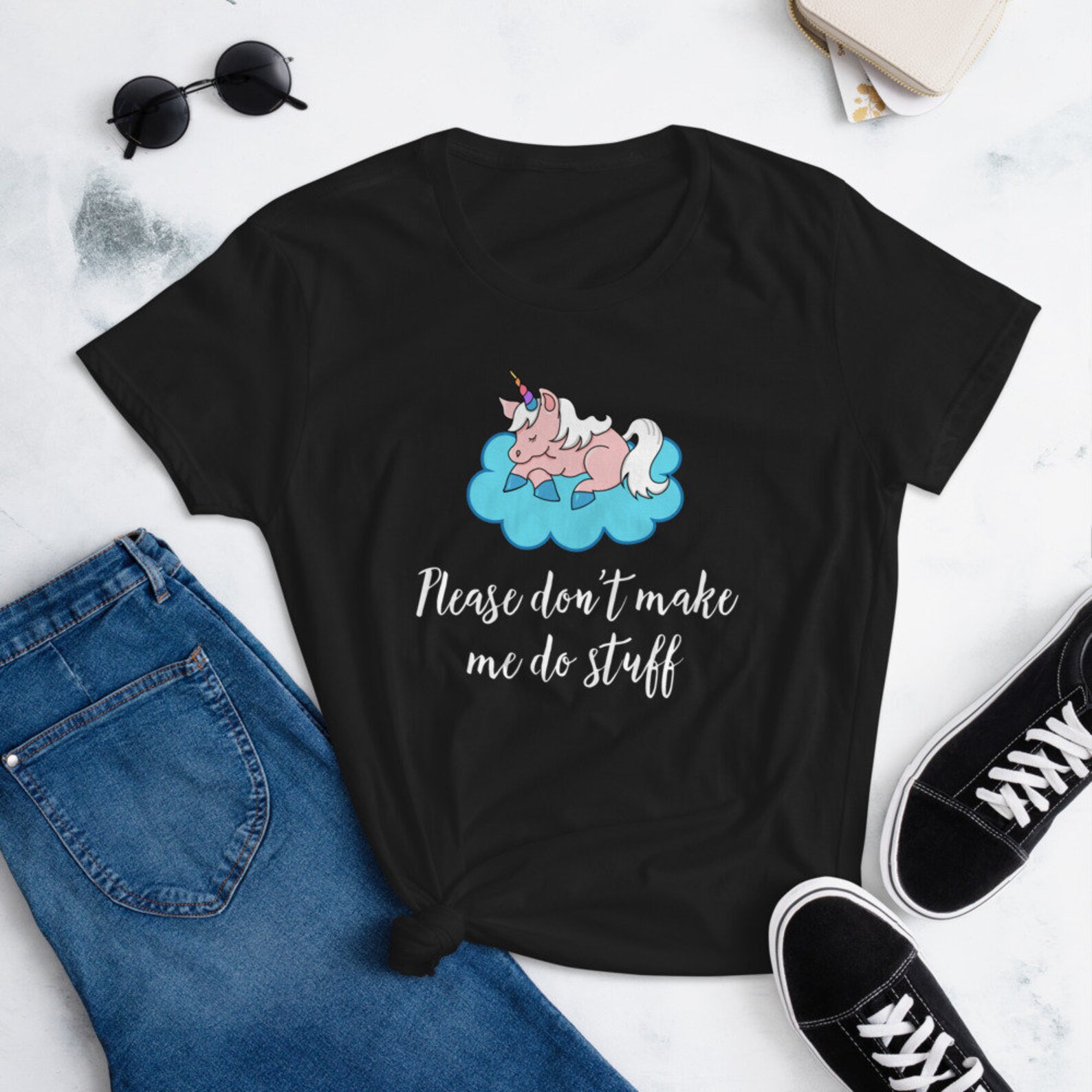Please Dont Make Me Do Stuff Shirt, Cute Unicorn Tee, Womens Shirt ...