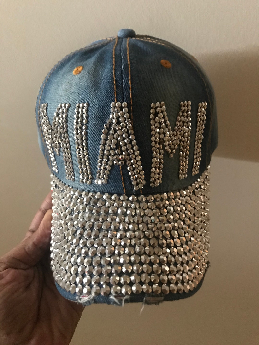 Sparkling Miami Rhinestone Hat Bling Baseball Cap for Glamorous Style ...