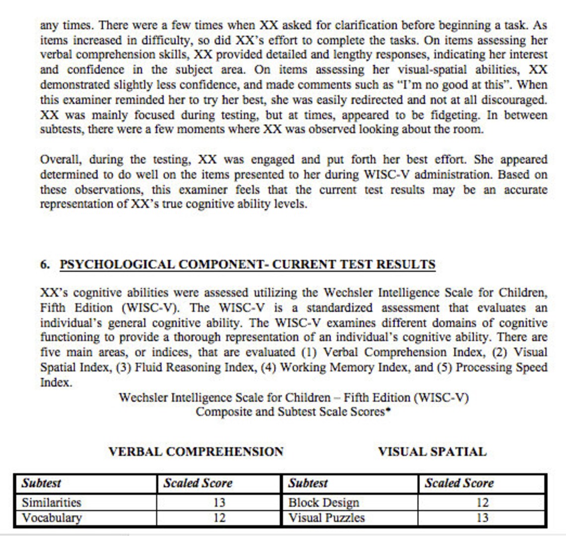 WISC-V Report Template for School Psychologists - Etsy