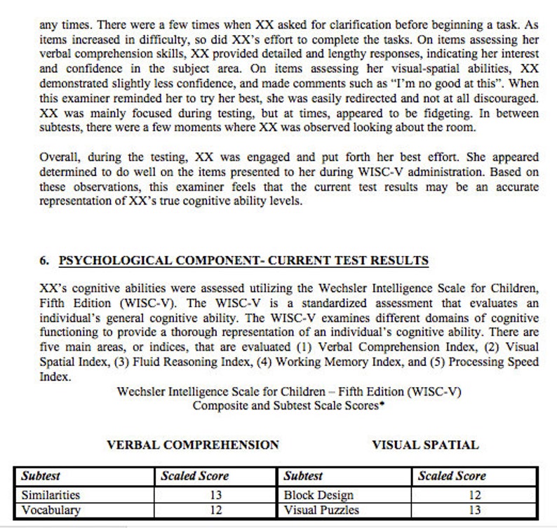 WISC-V Report Template for School Psychologists - Etsy
