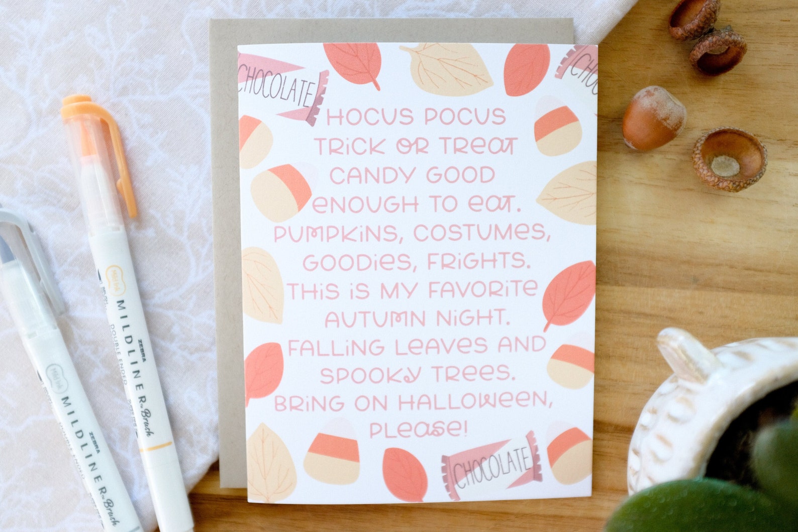 Hocus Pocus Trick or Treat Poem Greeting Card Cute Halloween - Etsy