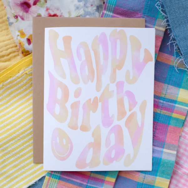 Groovy Happy Birthday Card - Etsy