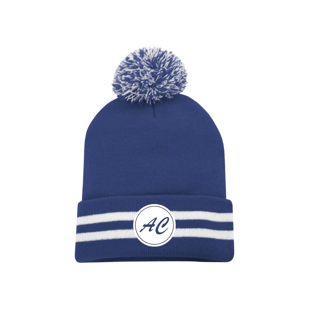 Personalize Pom Pom Cursive Initials Hat - Cuff Toque Embroidered ...