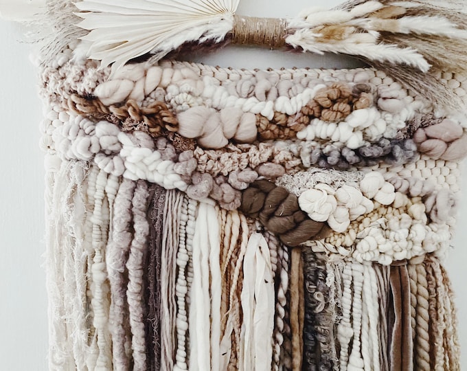 Large Neutral and White Wall Hanging. Natural Woven Decor. Bohemian ...